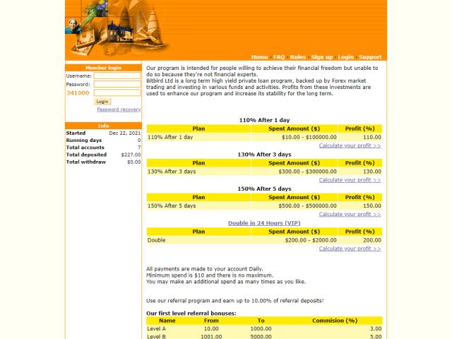 Bitbird.cc - Deposits and Payouts (Last 100) | Instant-Monitor.com