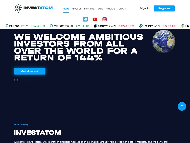 Invest-atom.com - Deposits and Payouts (Last 100) | Instant-Monitor.com
