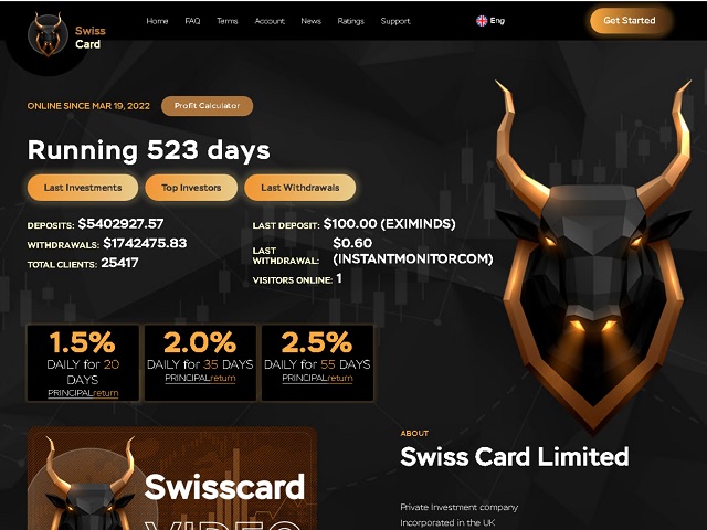 Swisscard.cc - Deposits and Payouts (Last 100) | Instant-Monitor.com