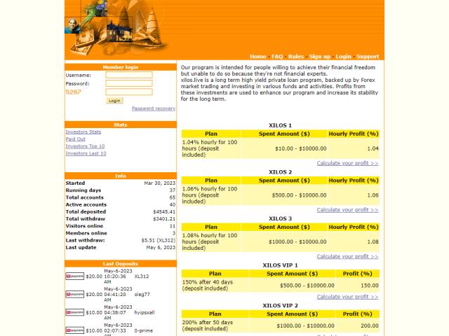 Xilos.live - Deposits and Payouts (Last 100) | Instant-Monitor.com